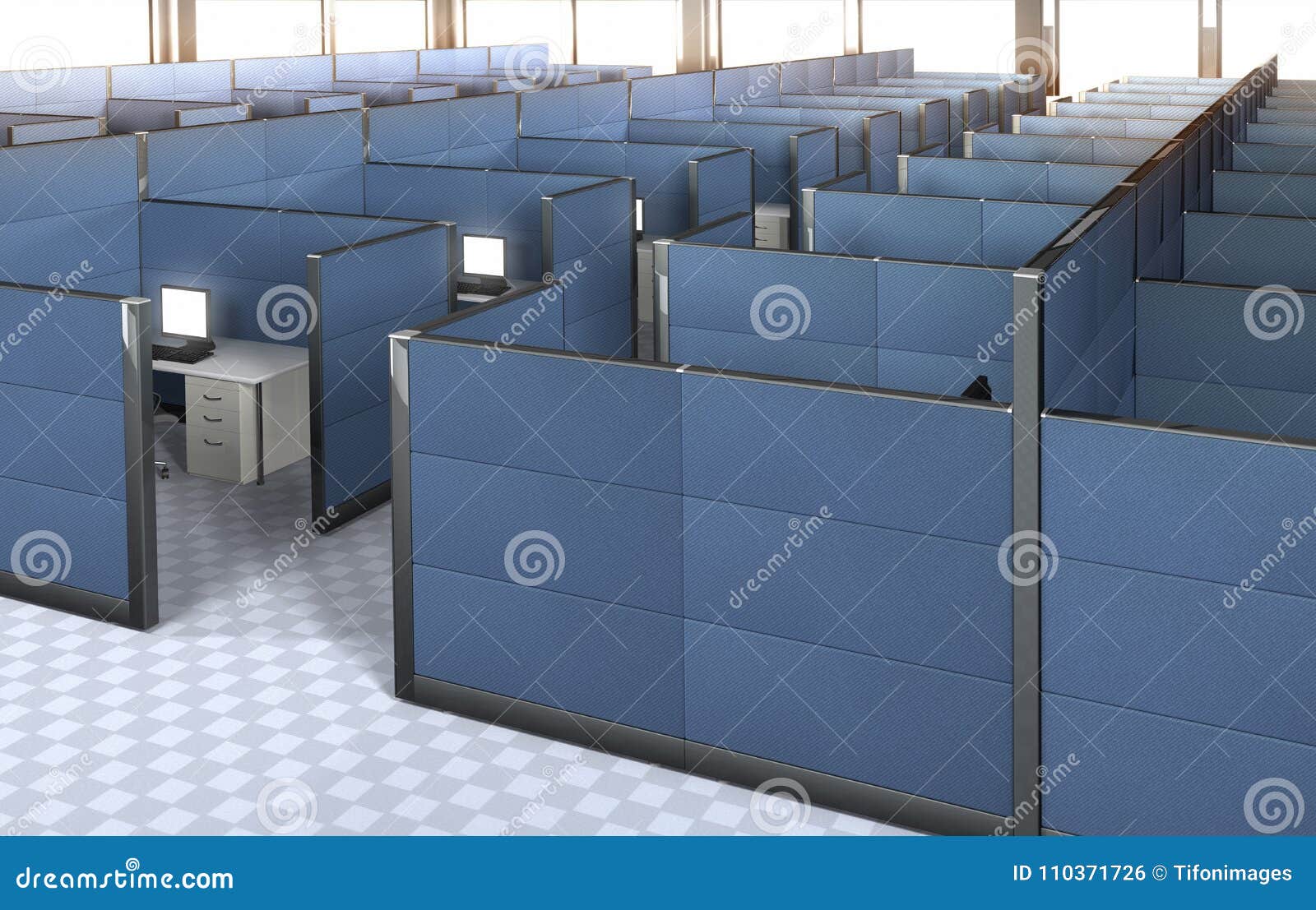 Interior of an Empty Office with Cubicles. Stock Illustration ...