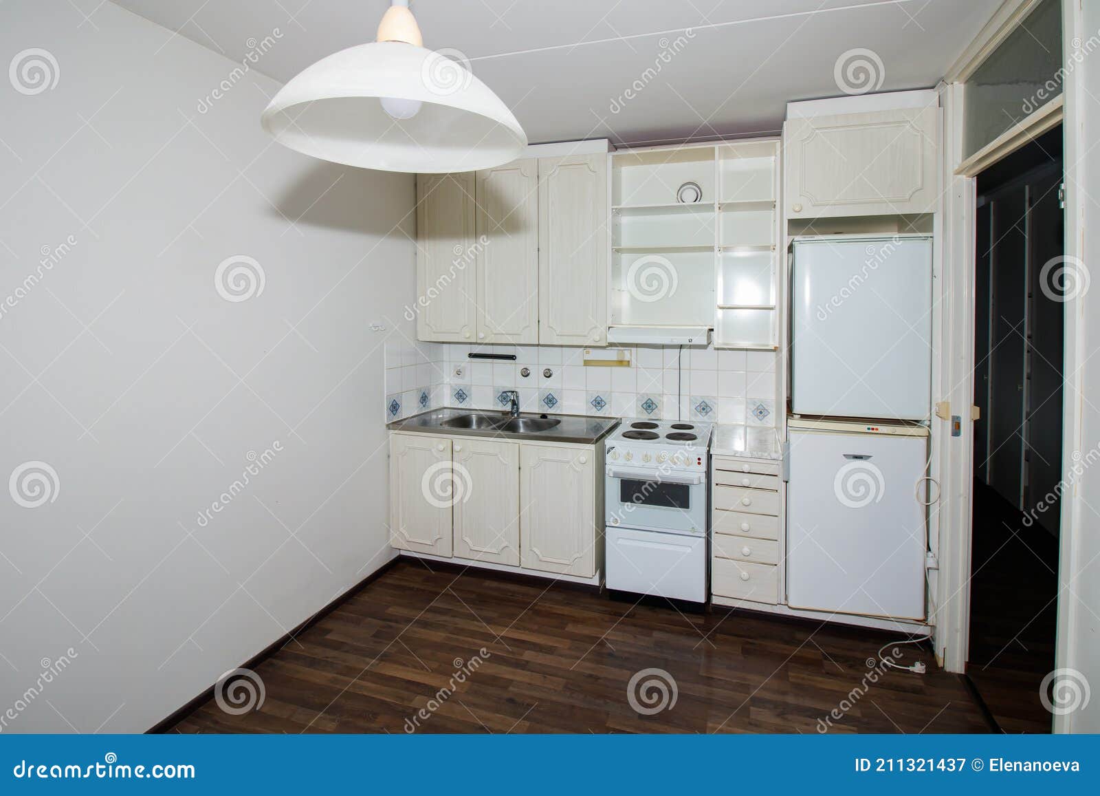 Interior of Empty Old Kitchen in an Apartment Studio Stock Image ...