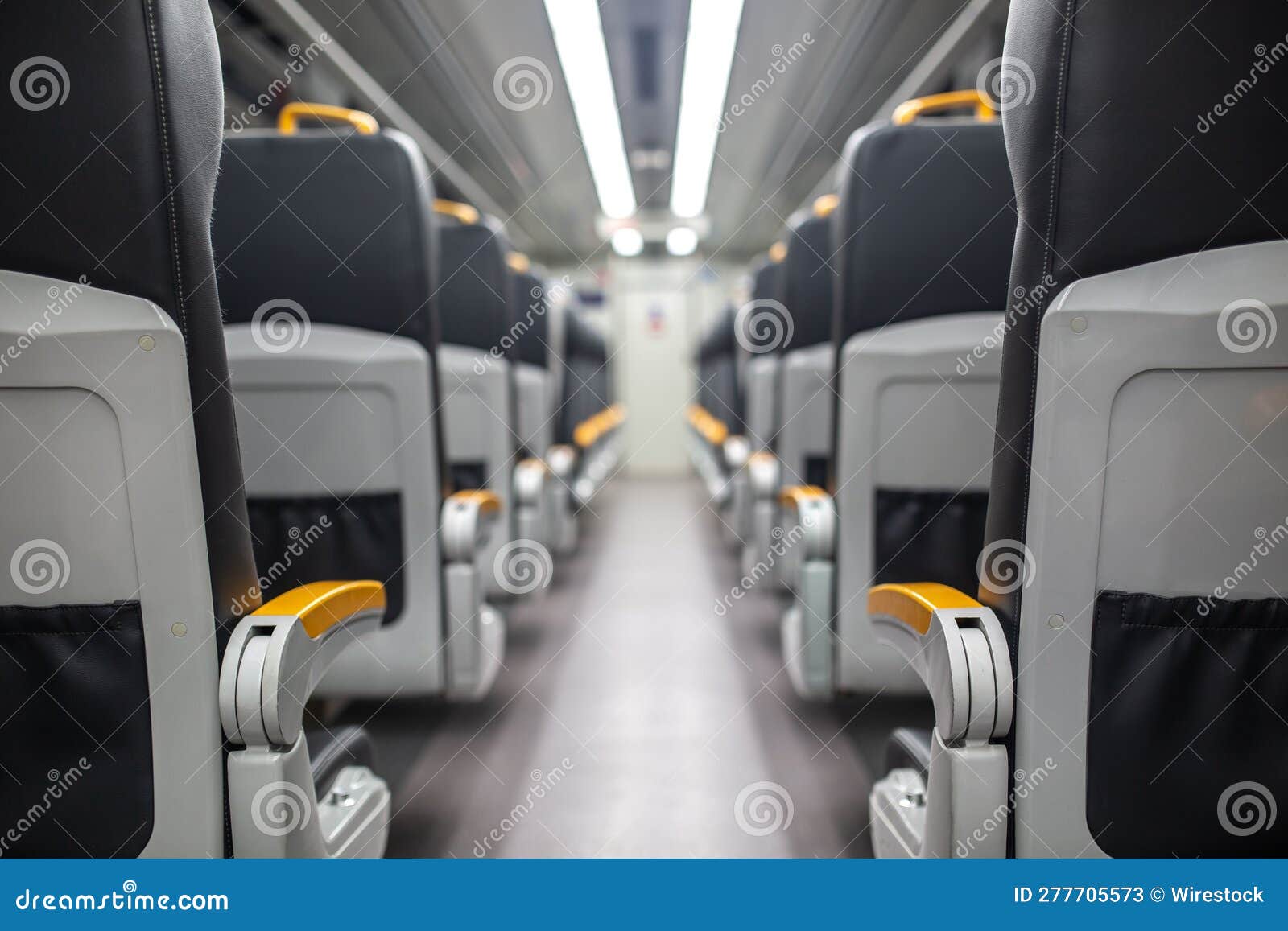 A Photograph of the Interior of an Empty Passenger Train Car Stock ...