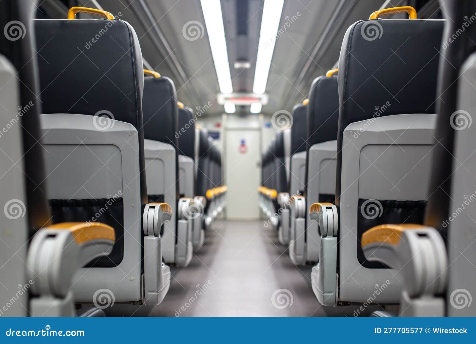 A Photograph of the Interior of an Empty Passenger Train Car Stock ...