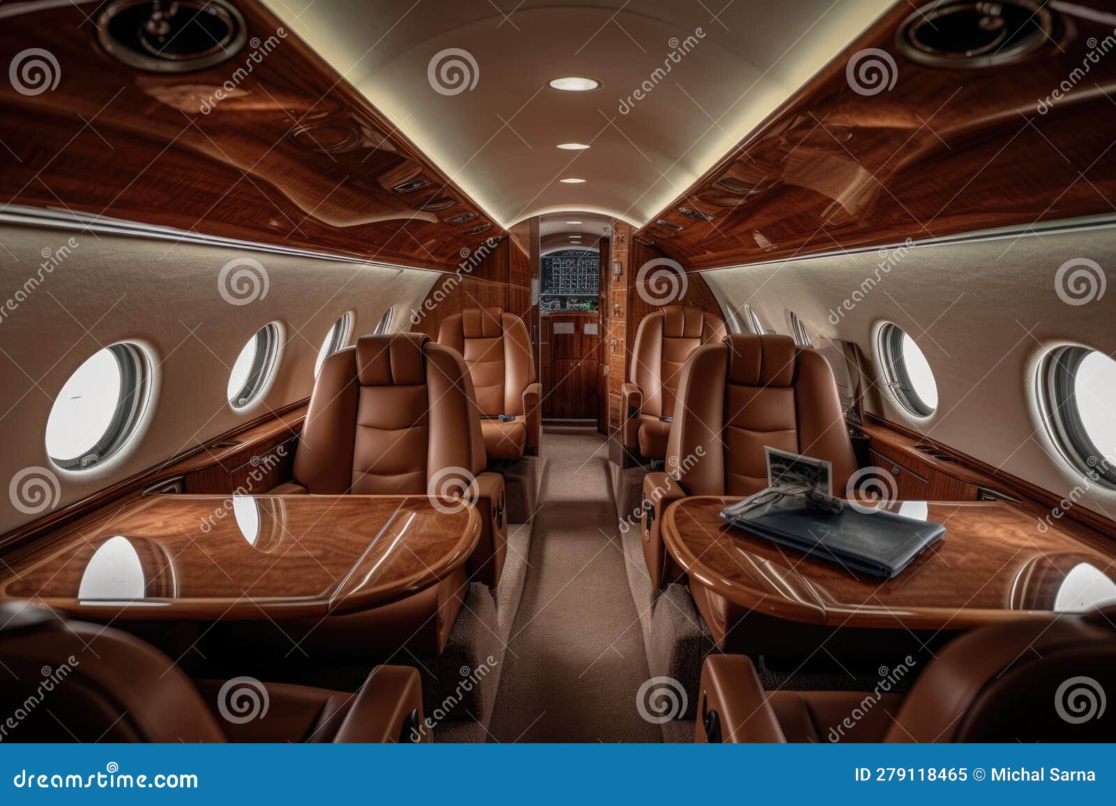 Interior of a Empty Private Jet with Leather Seats Stock Illustration ...