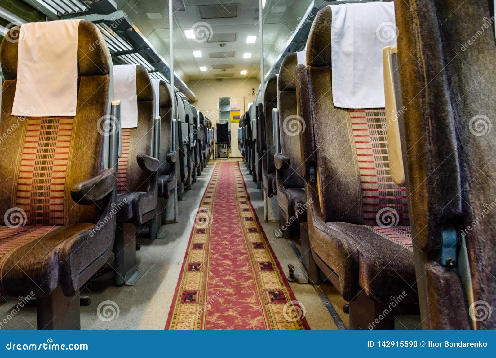 Interior of the Empty Railroad Car with Comfortable Seats Stock Photo ...