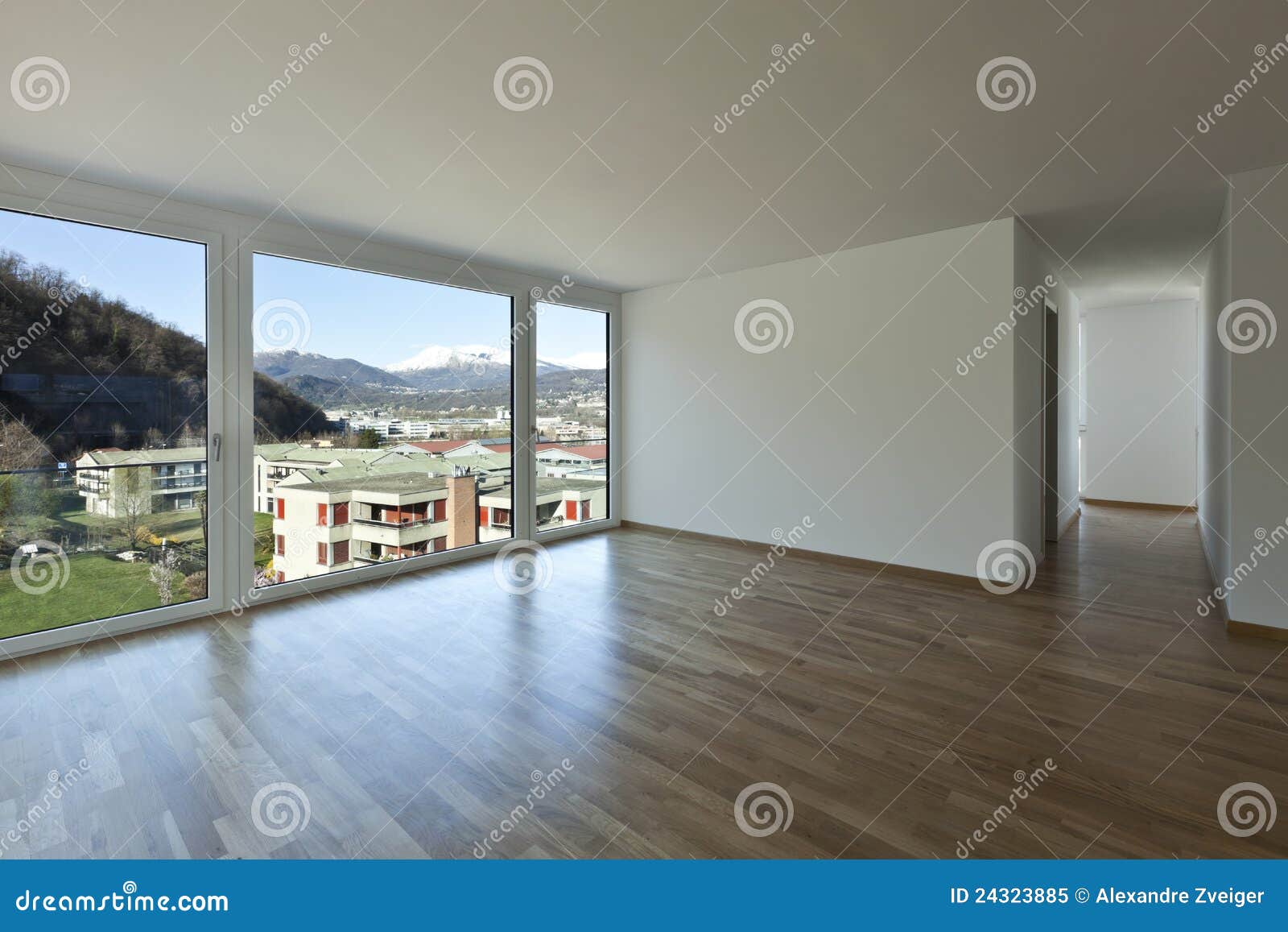 Interior, empty room stock image. Image of hardwood, design - 24323885