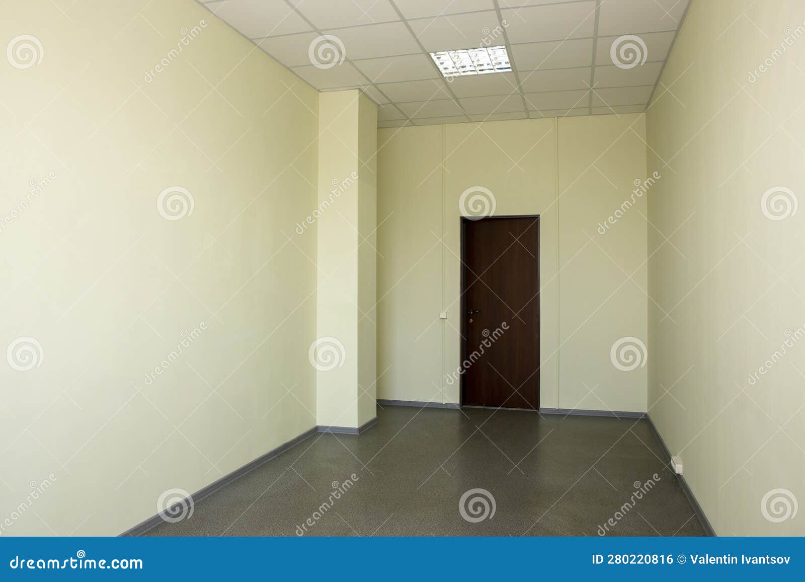 Interior of an Empty Room with a Closed Door Stock Photo - Image of ...