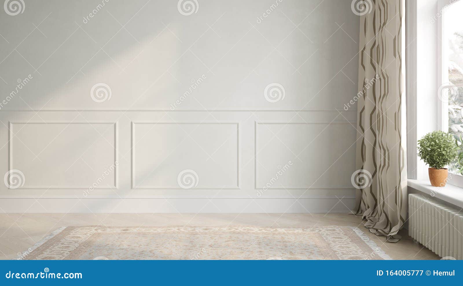 Interior Empty Room 3D Rendering Stock Illustration - Illustration of ...