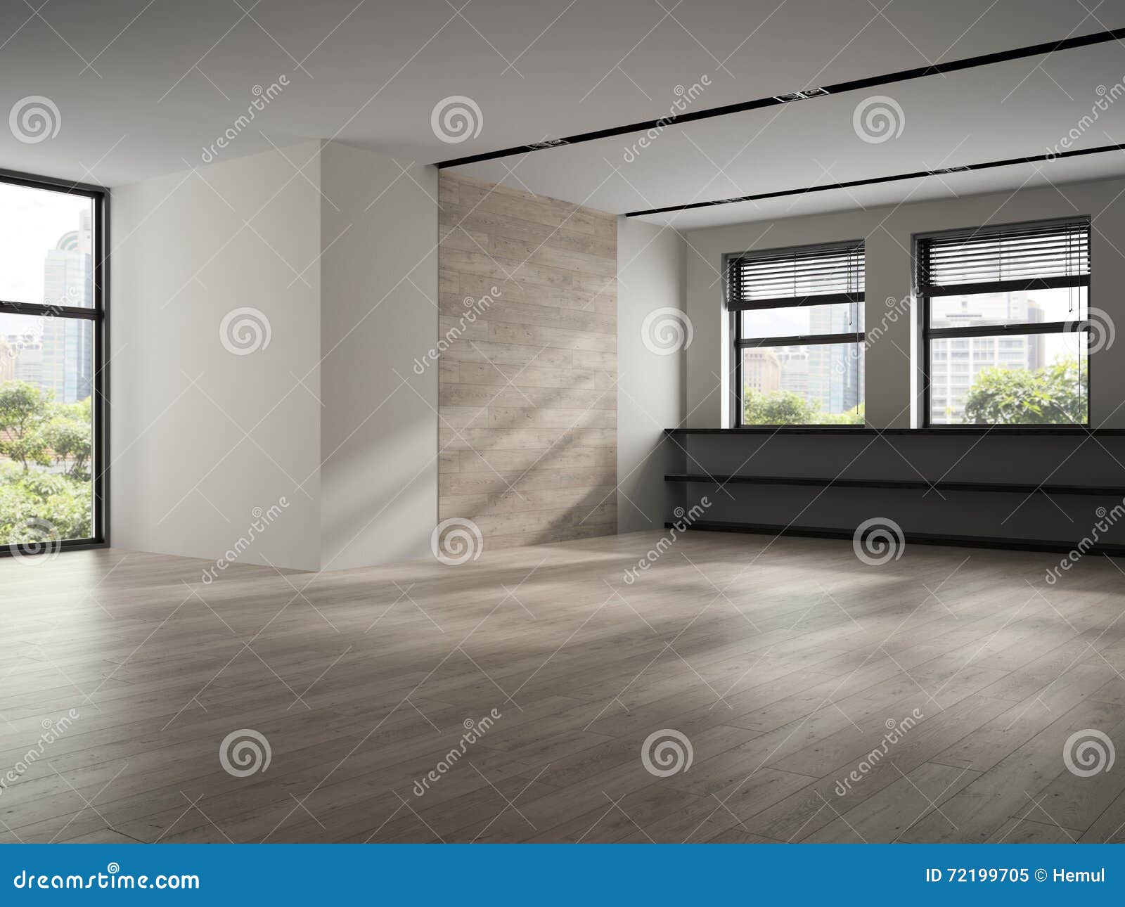 Interior Of An Empty Room, A Living Room. A Large White Wall With A ...