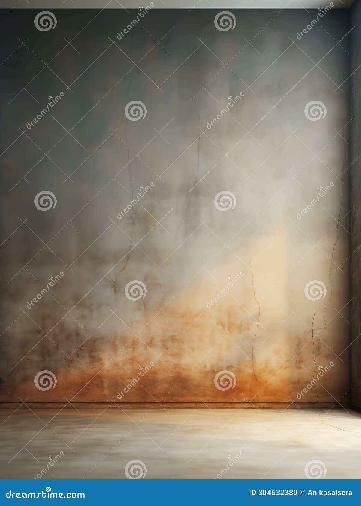 Interior of an Empty Room with Grungy Concrete Wall and Floor. Light ...