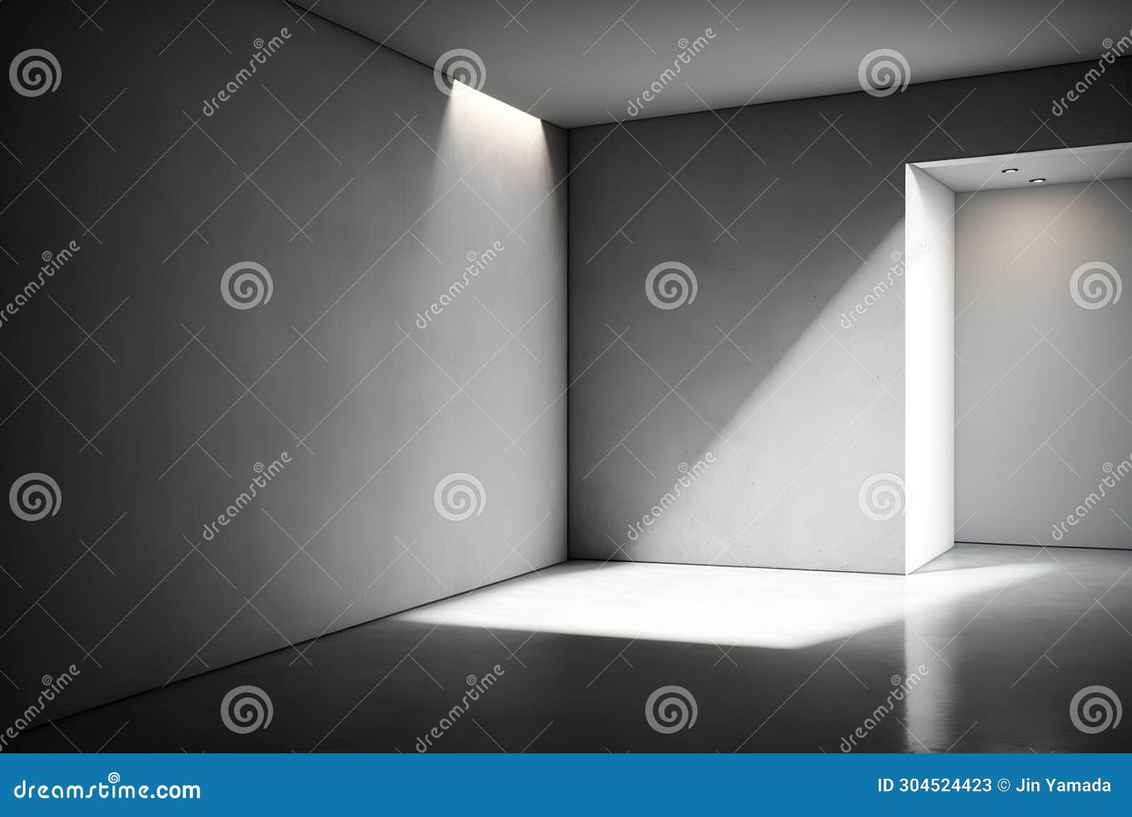 Interior of Empty Room with Shadow on the Wall, 3d Render Stock ...