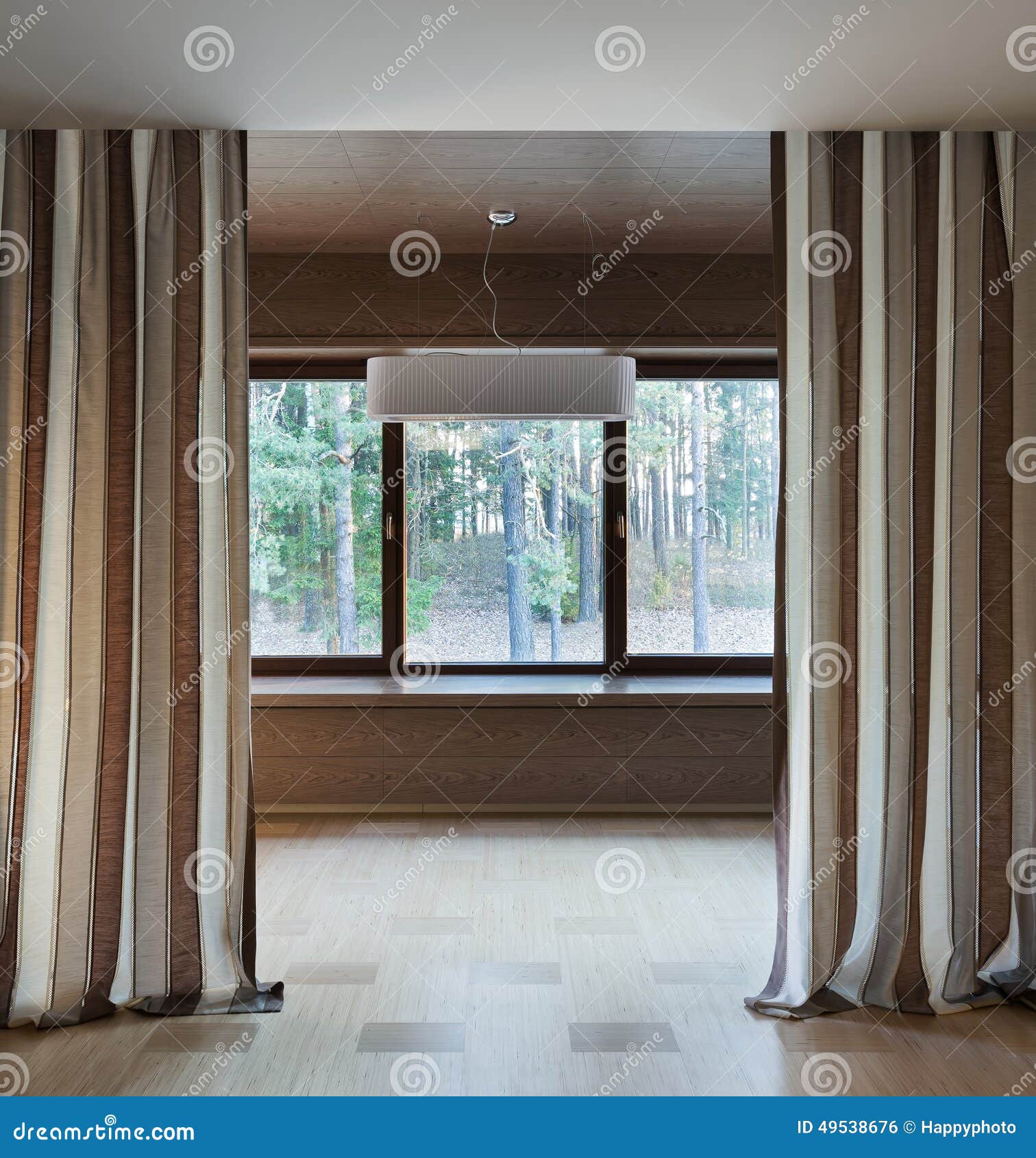 Interior of Empty Room with Windows Stock Photo - Image of forest, lamp ...