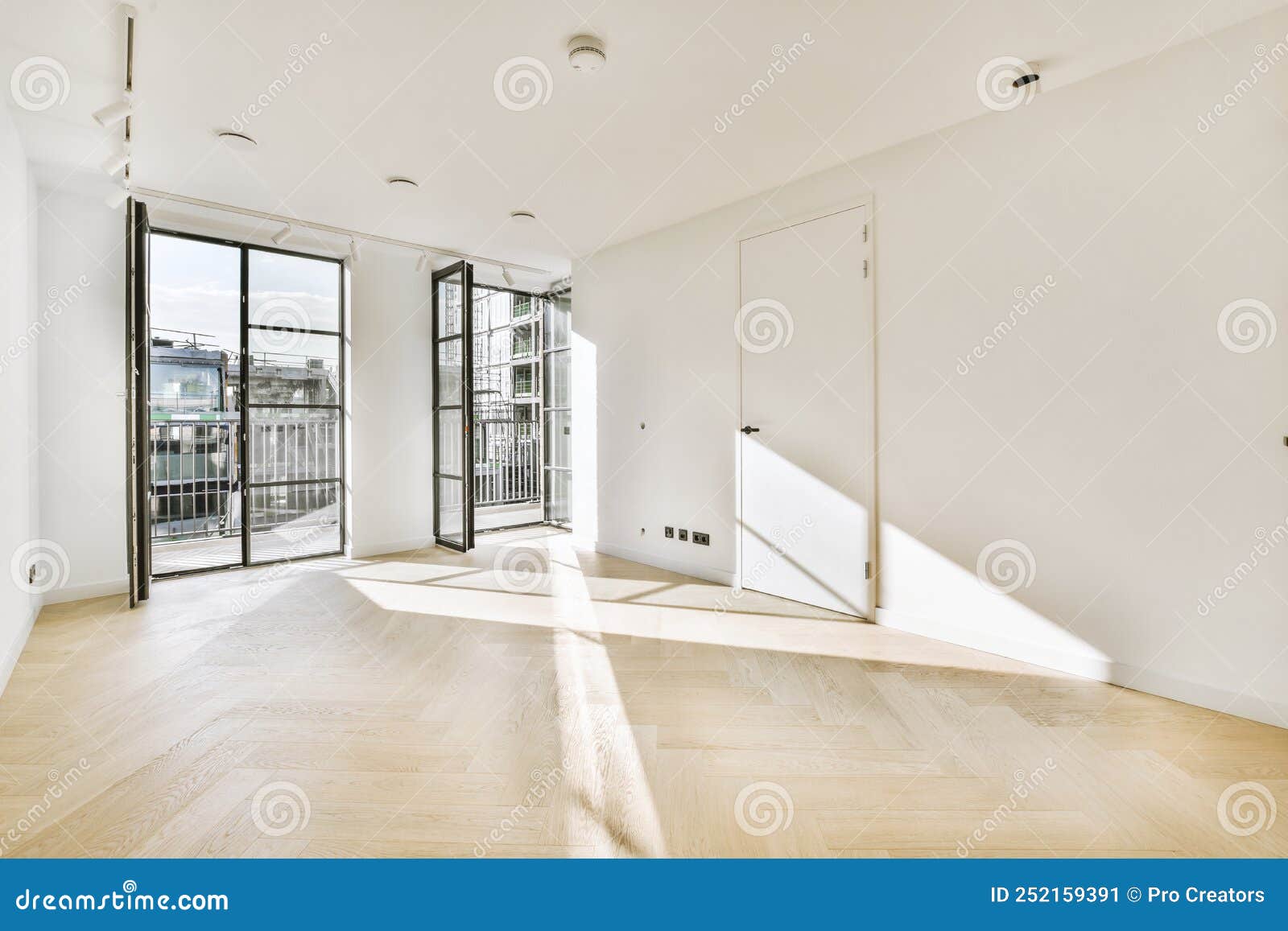 Interior of Empty Room with Windows Stock Image - Image of residential ...
