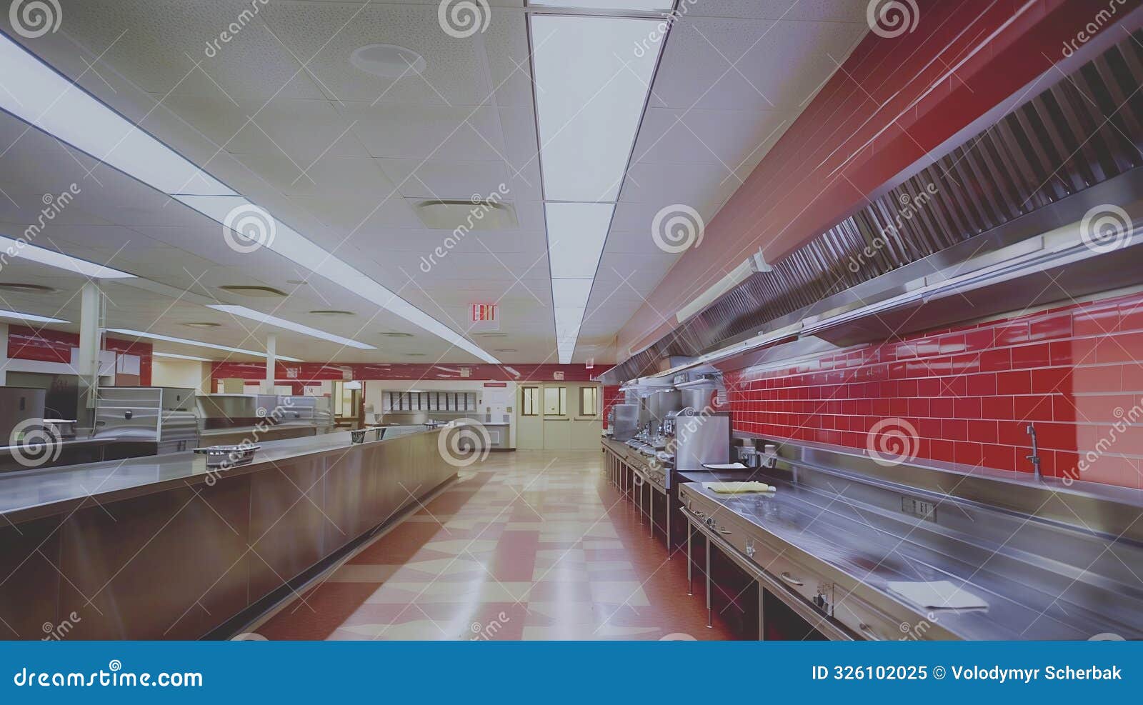 Empty School Cafeteria. Tables in Buffet Stock Image - Image of canteen ...