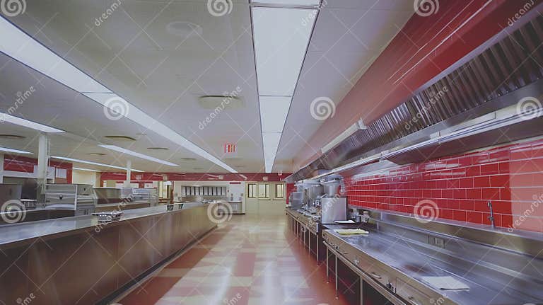 Empty School Cafeteria. Tables in Buffet Stock Image - Image of canteen ...