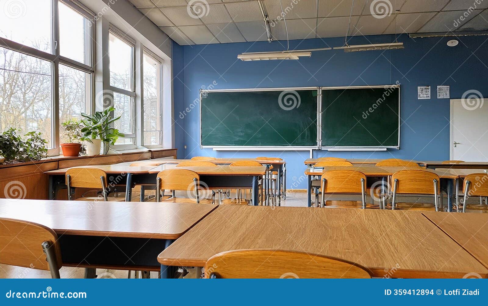 Interior of an Empty School Class Stock Illustration - Illustration of ...