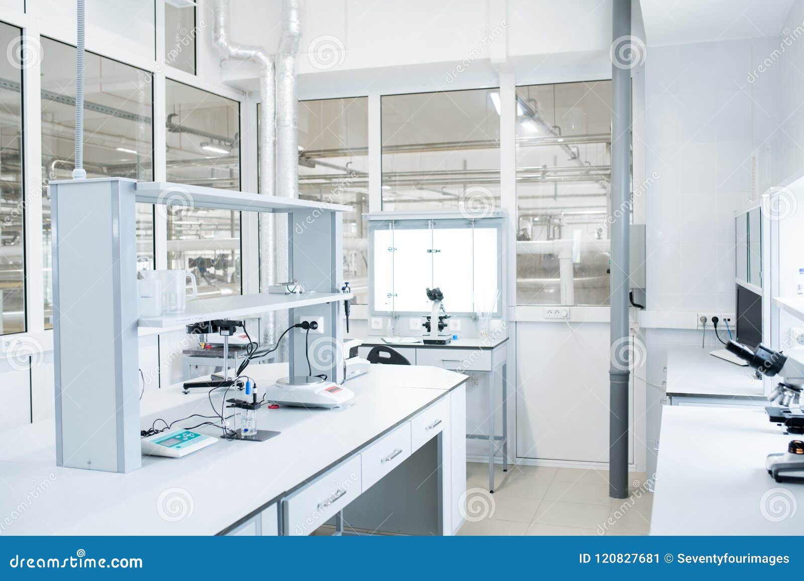 Modern Laboratory Interior stock image. Image of biotechnology - 120827681
