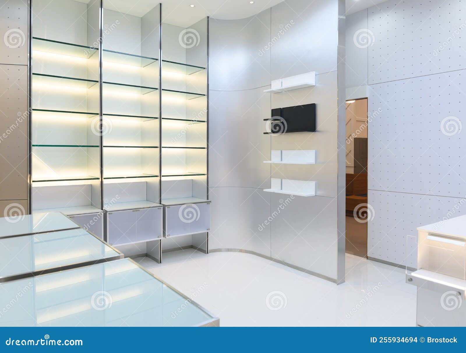 Interior of Empty Store with Shelves Stock Photo - Image of frame ...