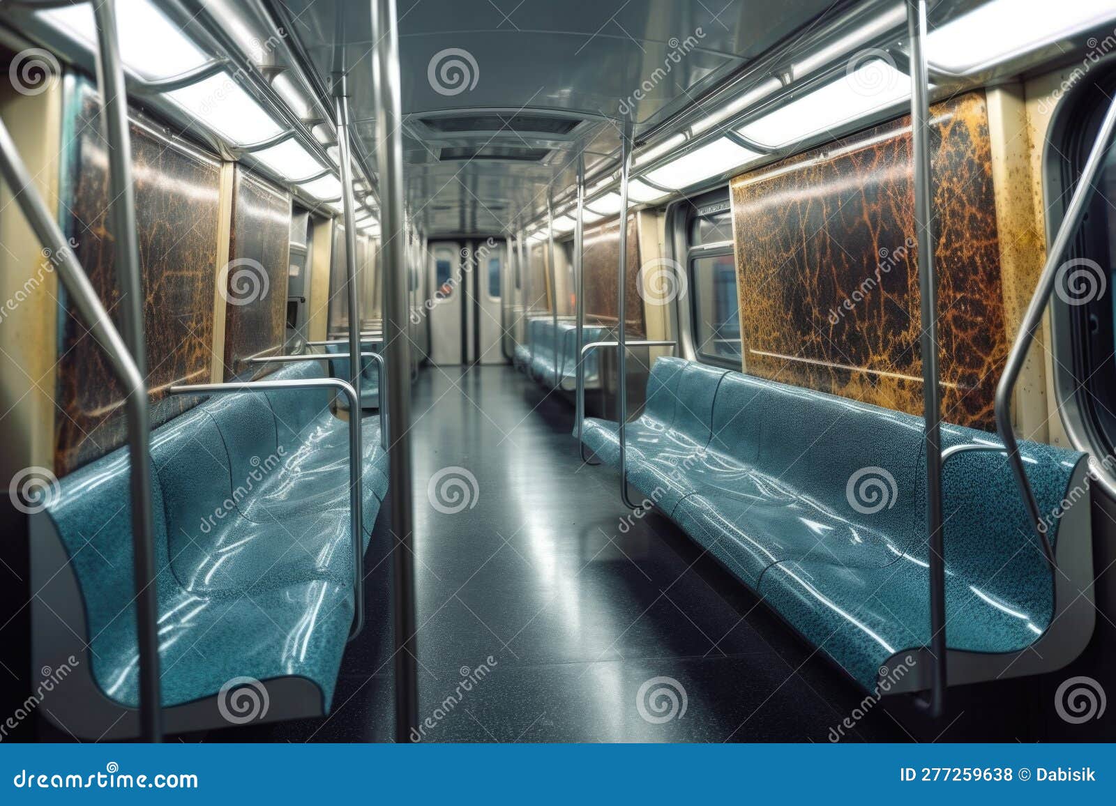 Interior of Empty Subway Train Wagon. Public Transport. Generative AI Stock Illustration ...