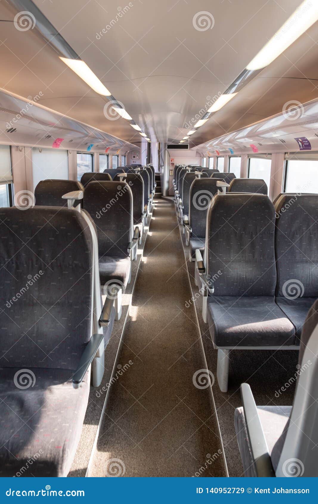 Interior Empty Train Passenger Wagon Stock Image - Image of ...