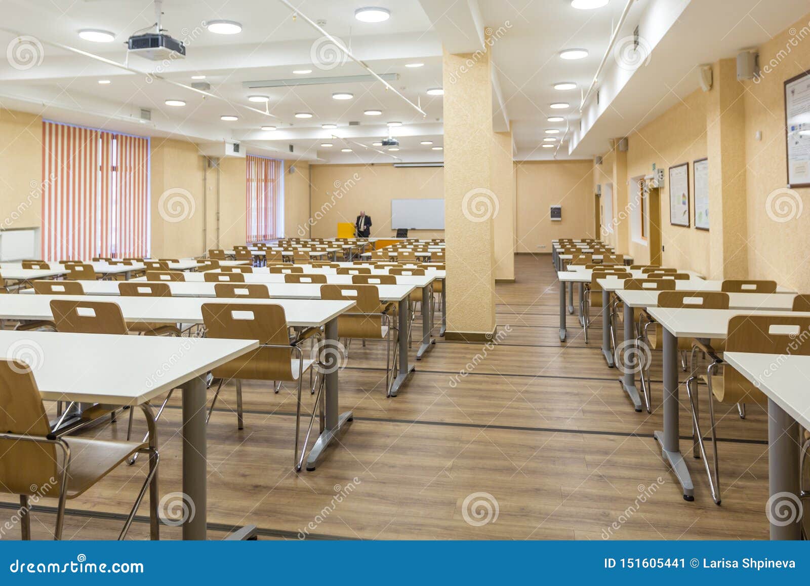 Interior of Empty University Audiences Modern School Classroom for ...