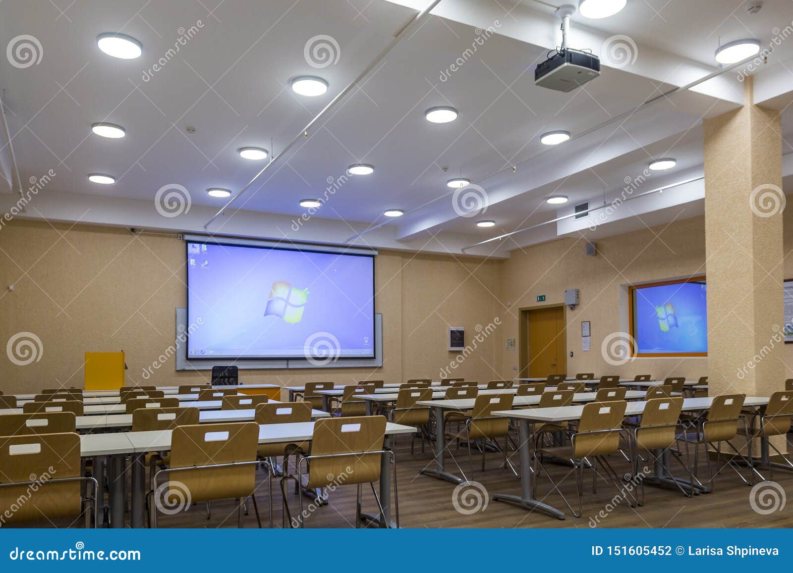 Interior of Empty University Audiences Modern School Classroom for ...