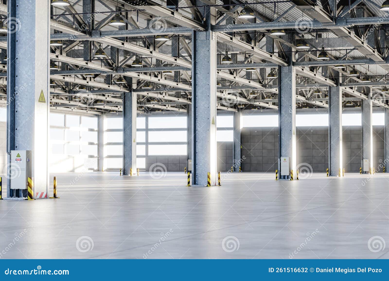 Interior of an Empty Warehouse. 3d Render Stock Illustration ...