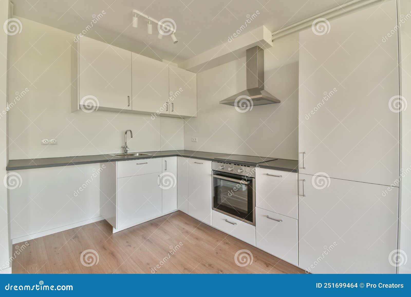 Spacious Bright White Kitchen with Windows Stock Photo - Image of ...