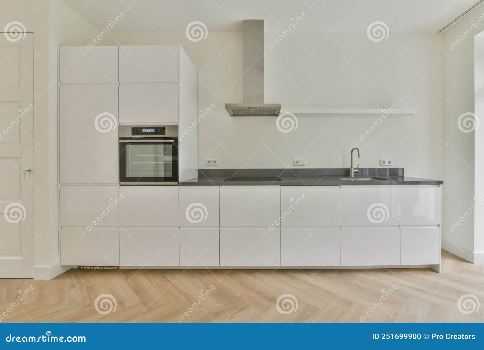 Spacious Bright White Kitchen with Windows Stock Photo - Image of light ...