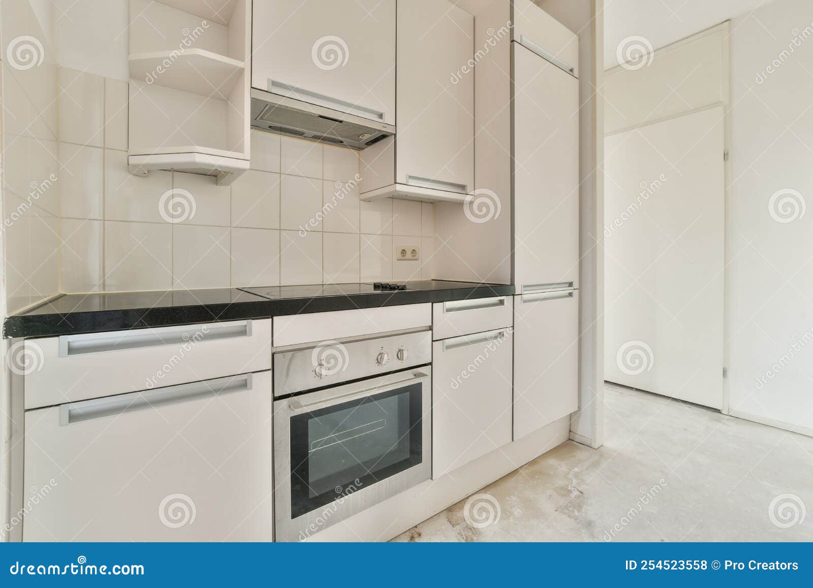 Spacious Bright White Kitchen with Windows Stock Photo - Image of ...
