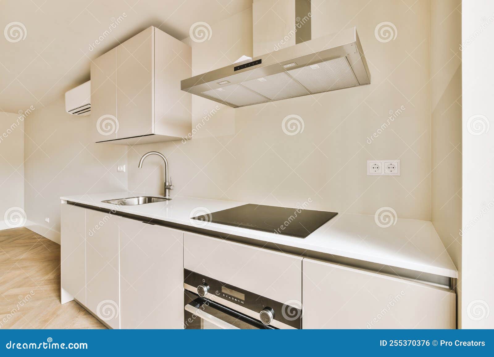 Spacious Bright White Kitchen with Windows Stock Photo - Image of ...