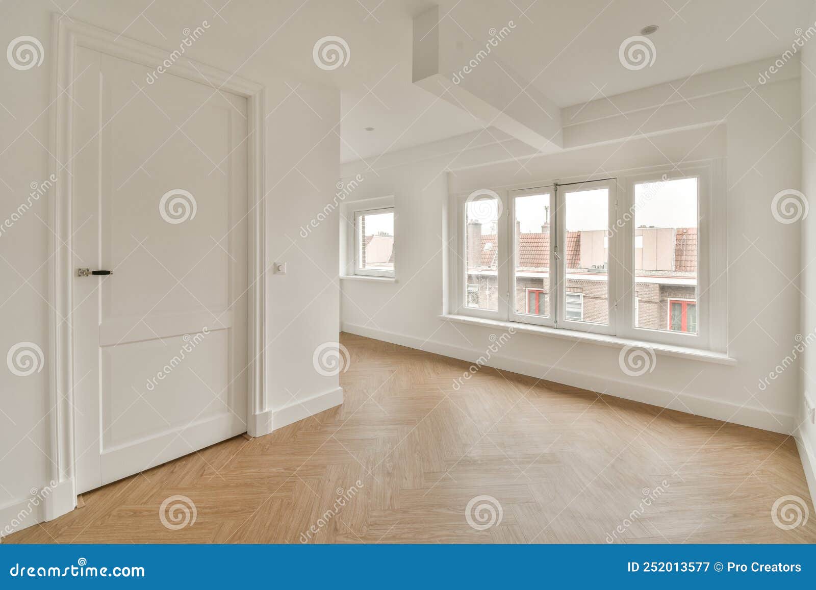 Interior of Empty Room with Windows Stock Image - Image of spacious ...