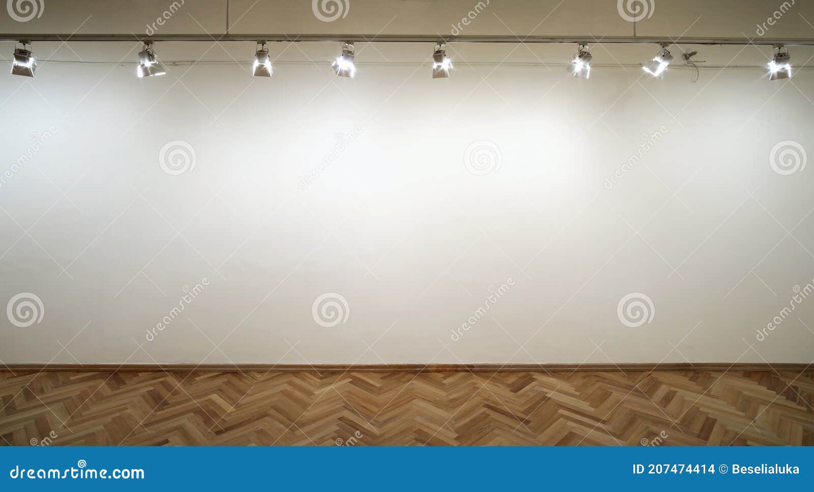 Interior of a Empty White Wall with Spot Lights Stock Photo - Image of ...