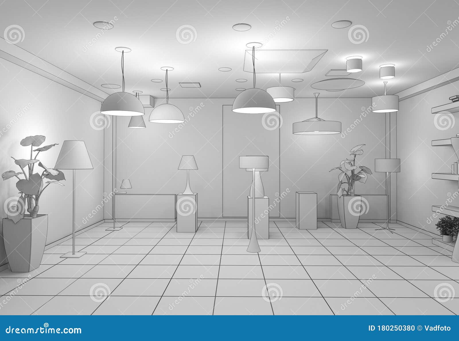 Interior, Exhibition Hall, 3D Illustration Stock Illustration ...