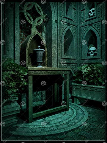 Interior of a Fantasy Crypt Stock Illustration - Illustration of wall ...