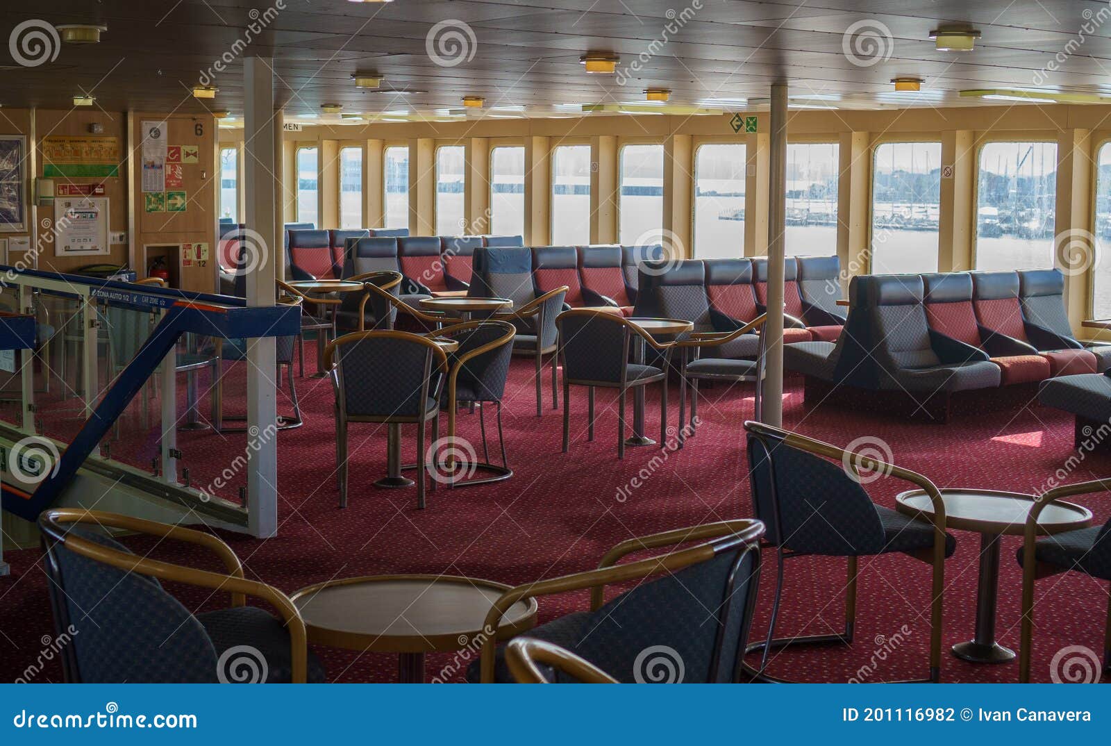 Interior Of The Ferry. Ferry Inside. Empty Seats Without Passengers ...