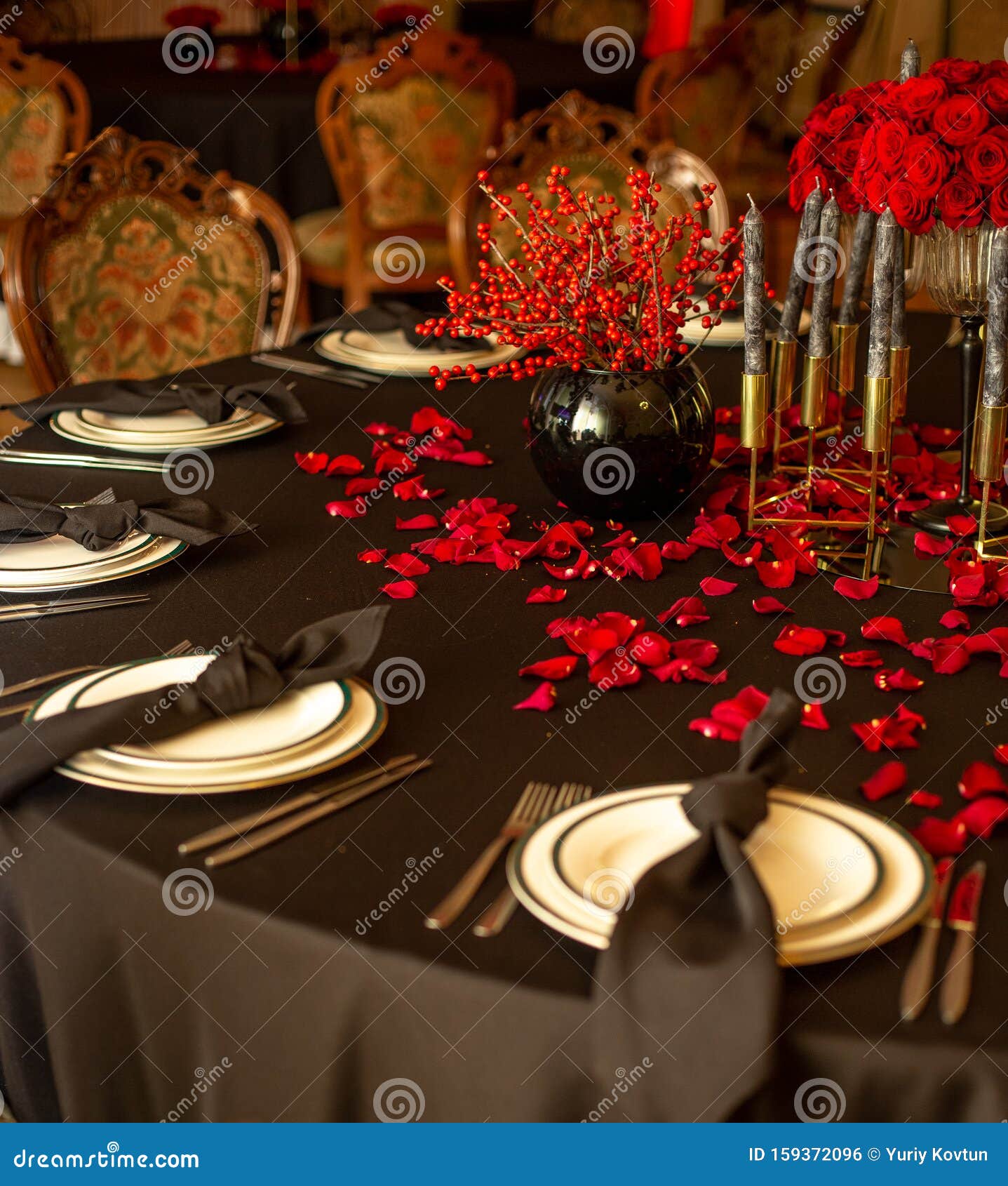 Interior Festive Table Evening Dinner Candlelight Red Stock Photo ...
