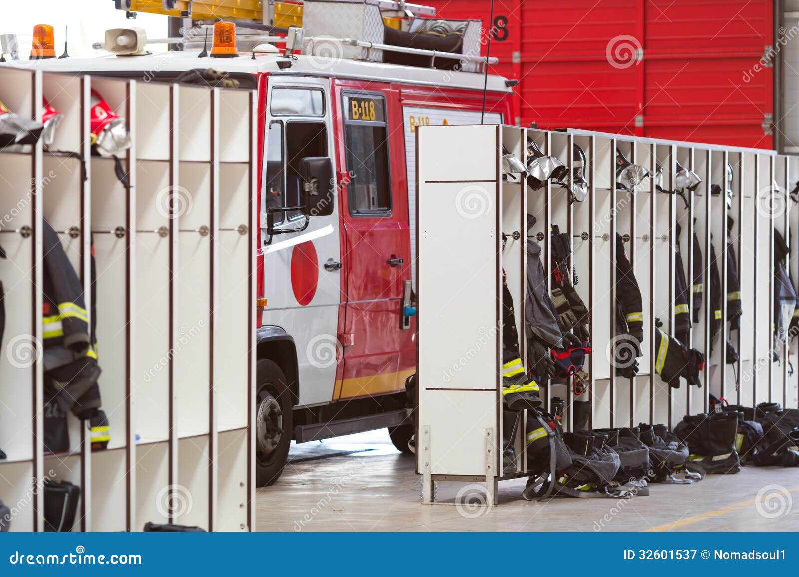 Interior of fire station stock image. Image of protective - 32601537