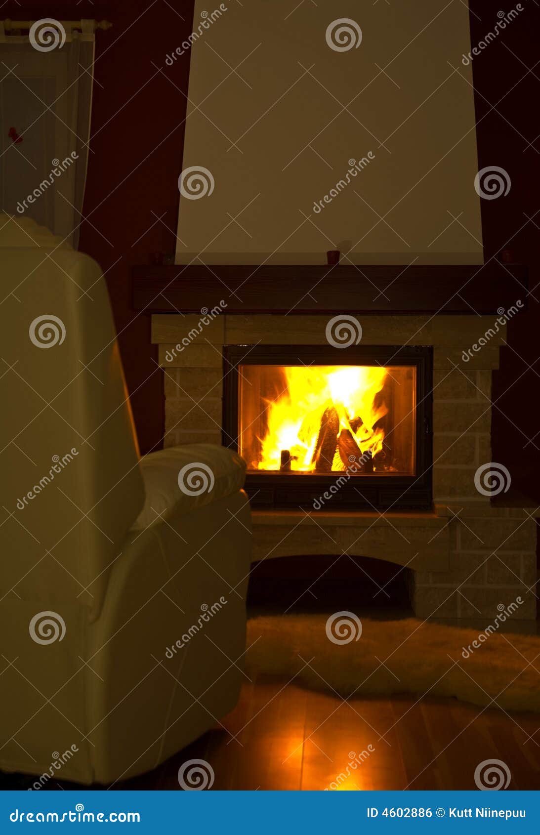 Interior Fireplace Burning stock photo. Image of open - 4602886