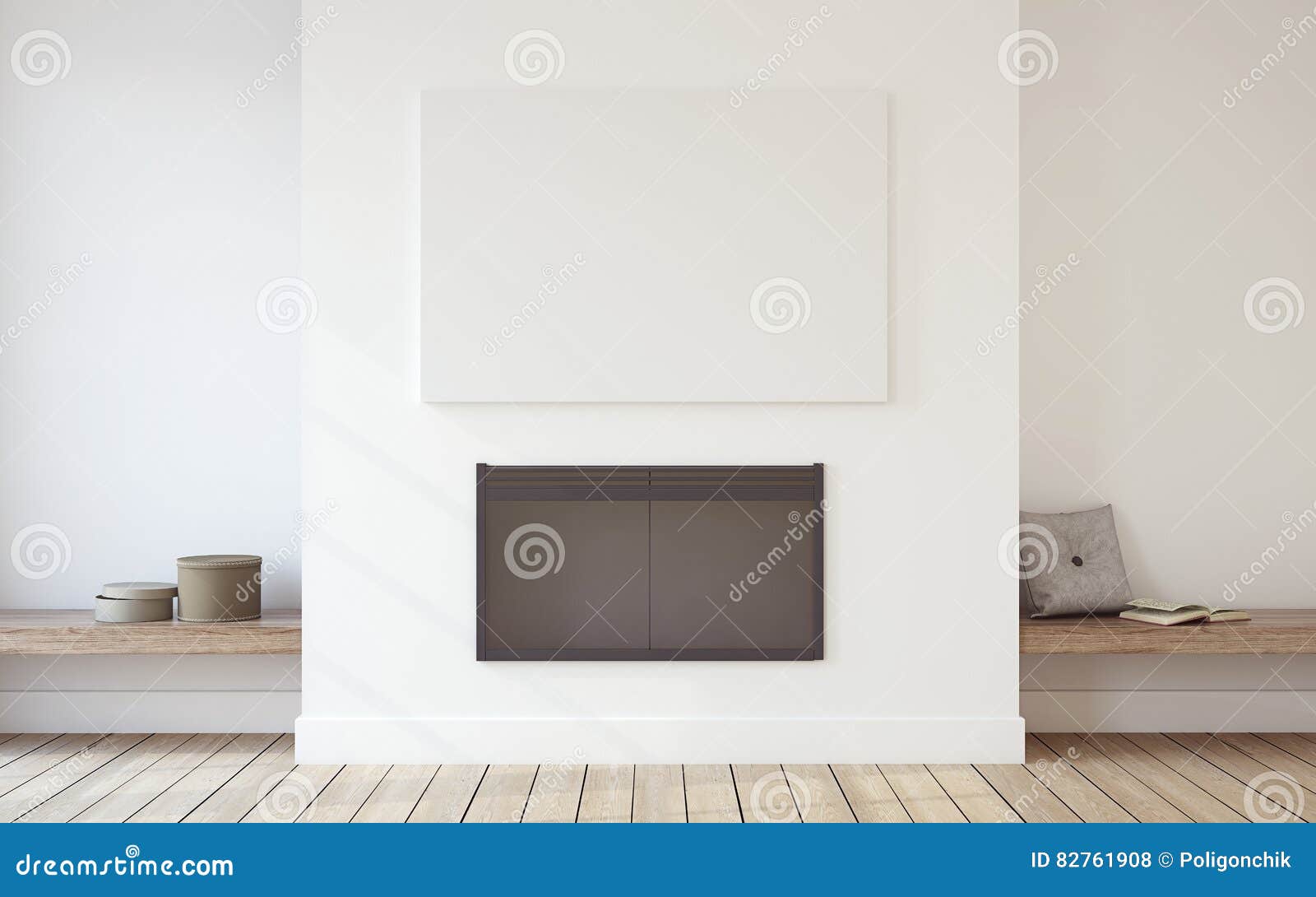Interior with Fireplace. 3d Render. Stock Illustration - Illustration ...