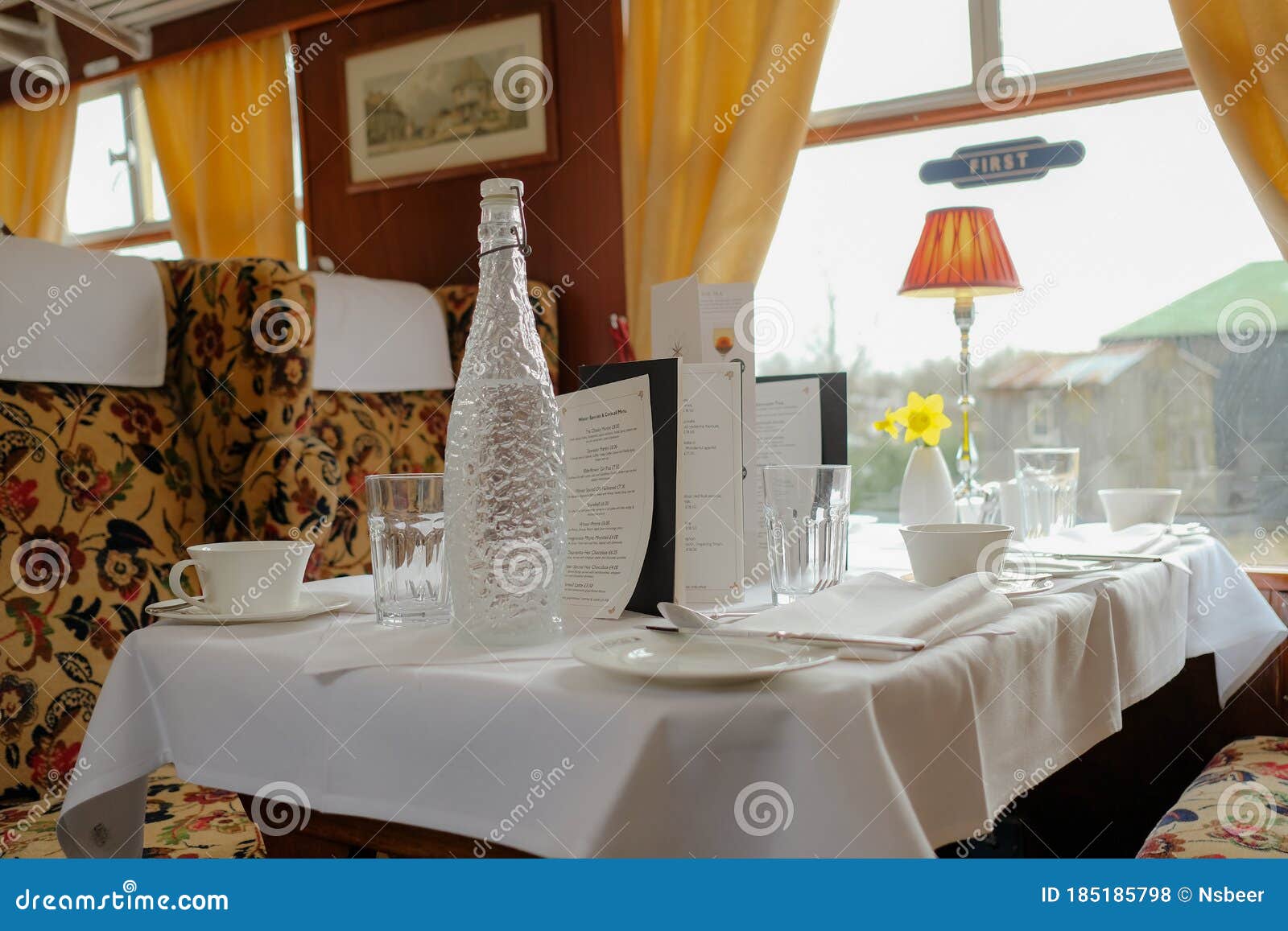 Interior of a First Class, Nostalgic Dining Table Seen in a Dining Car ...