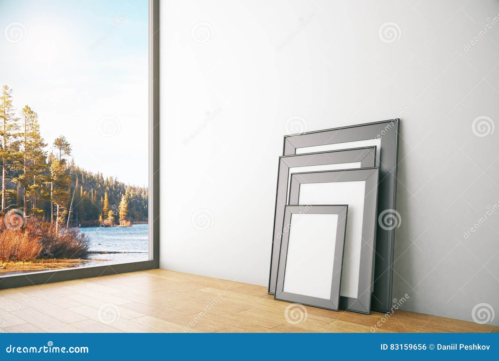 Interior with frames side stock illustration. Illustration of empty ...