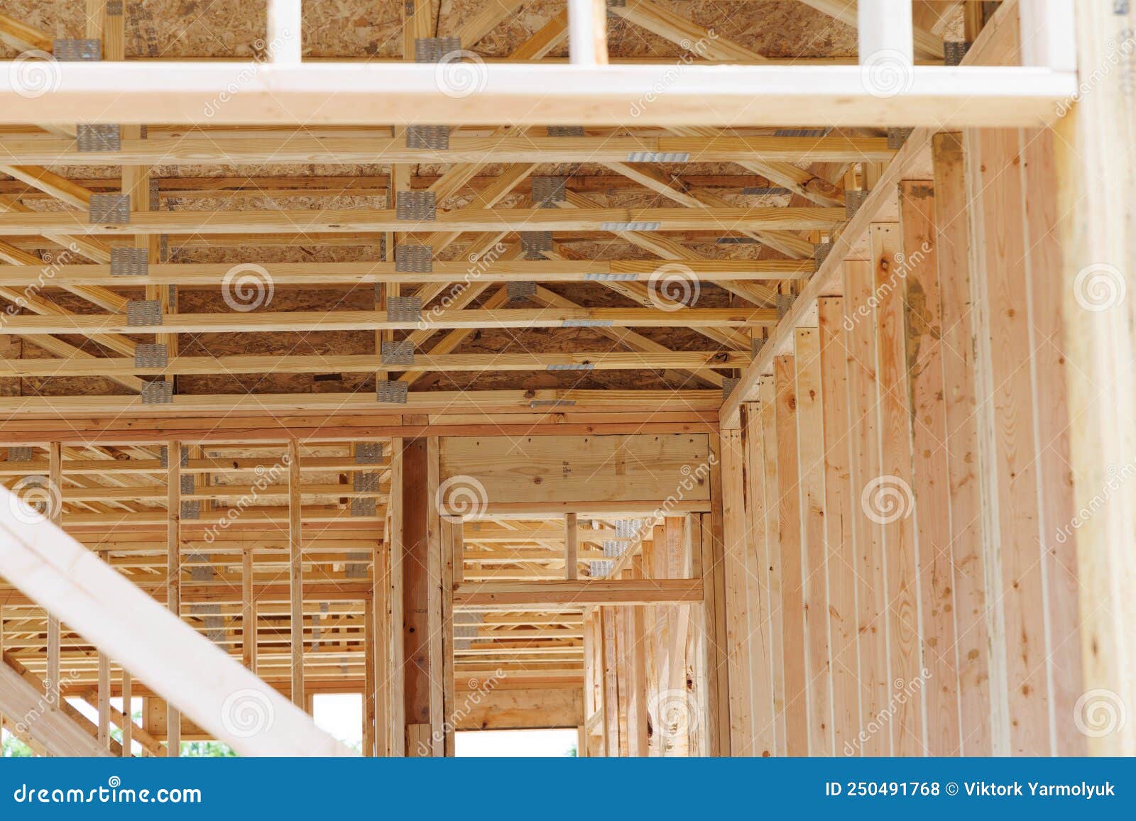 Interior Framing Beam of New House Under Construction Home Framing ...