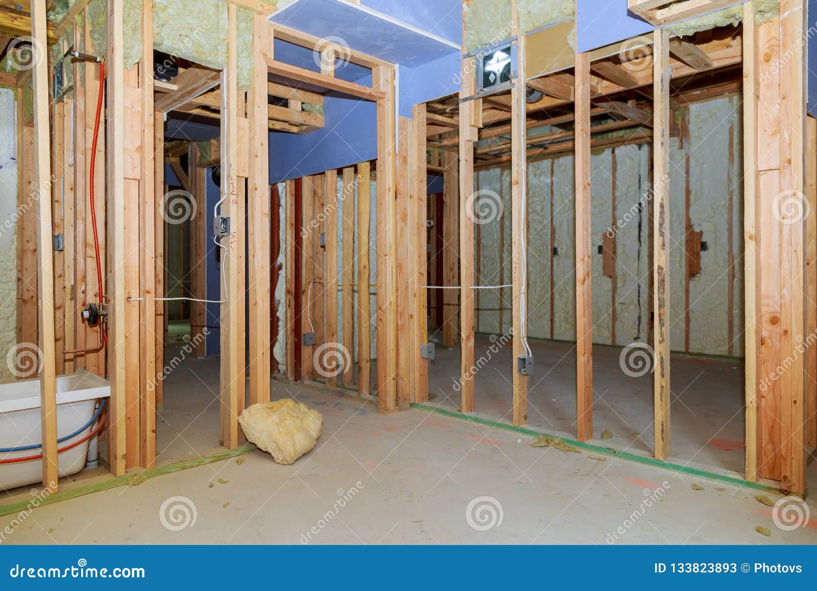 Interior Framing of a New House Under Construction Stock Image - Image ...
