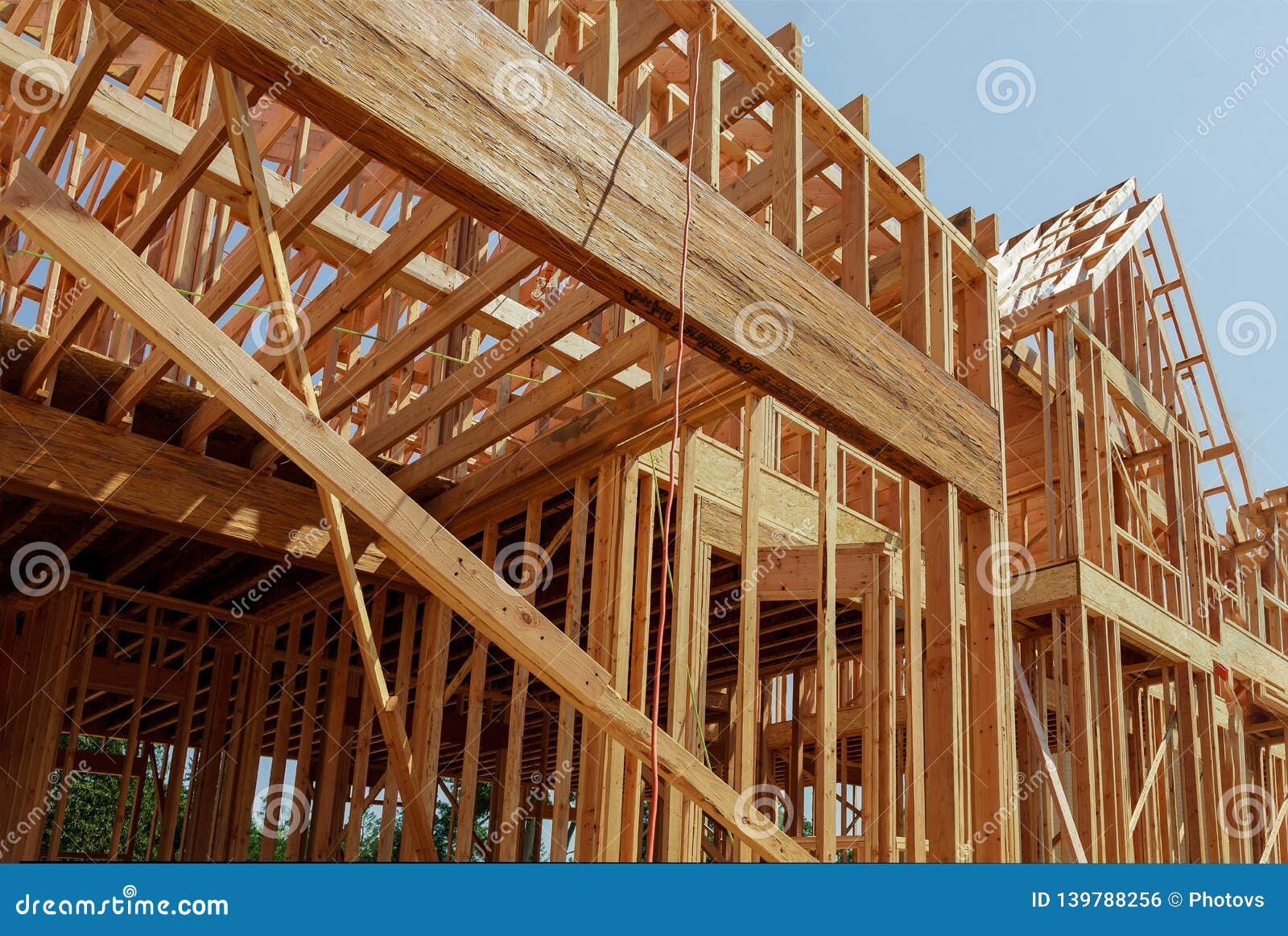 Interior Framing of a New House Under Construction Stock Photo - Image ...