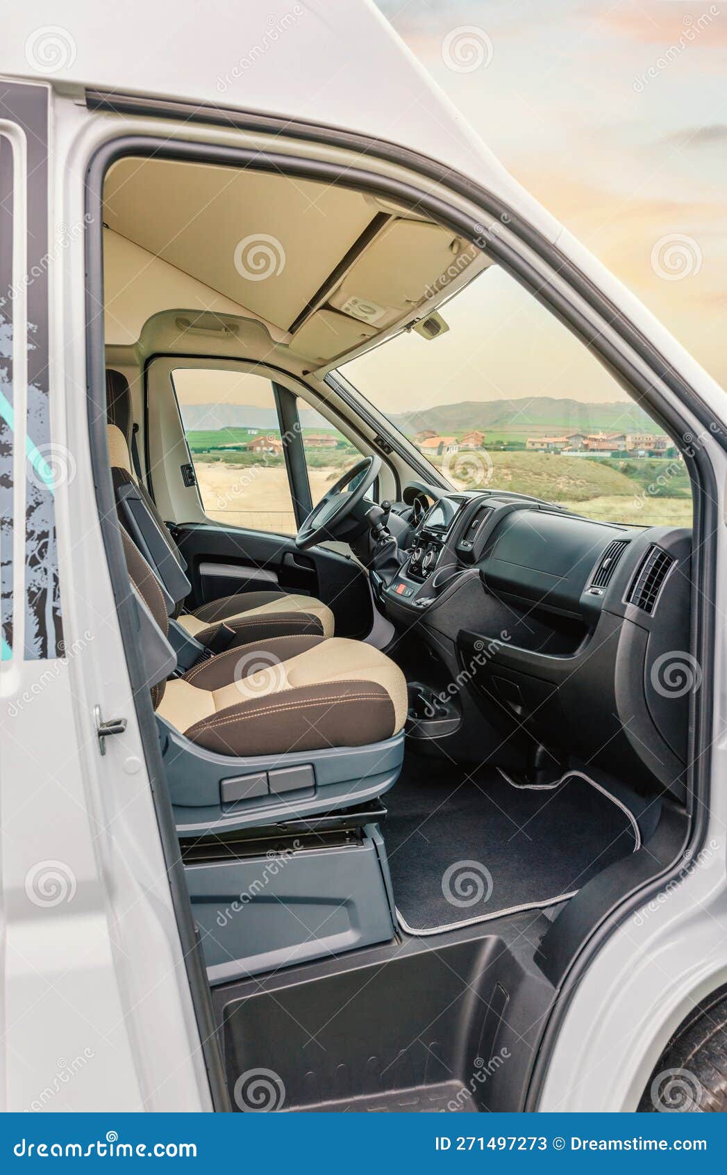 Interior of the Front of a Camper Van Stock Image - Image of clean ...