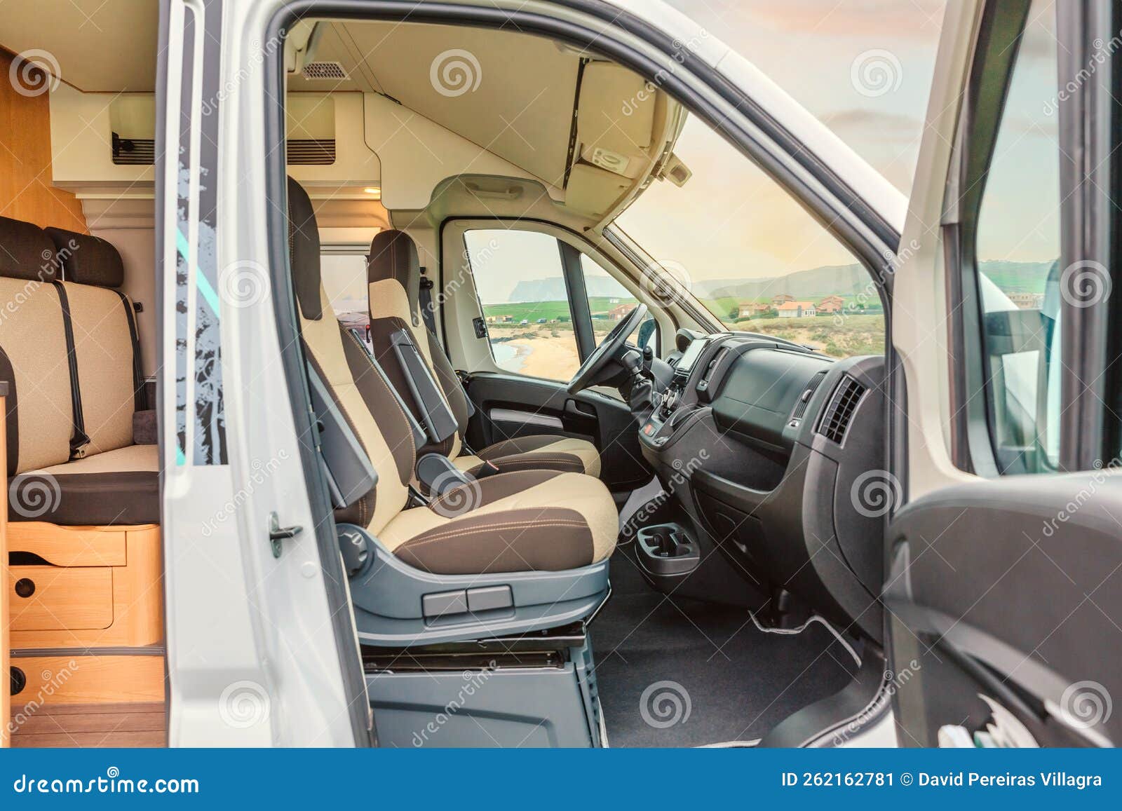 Interior of the Front of a Camper Van Stock Image - Image of interior ...