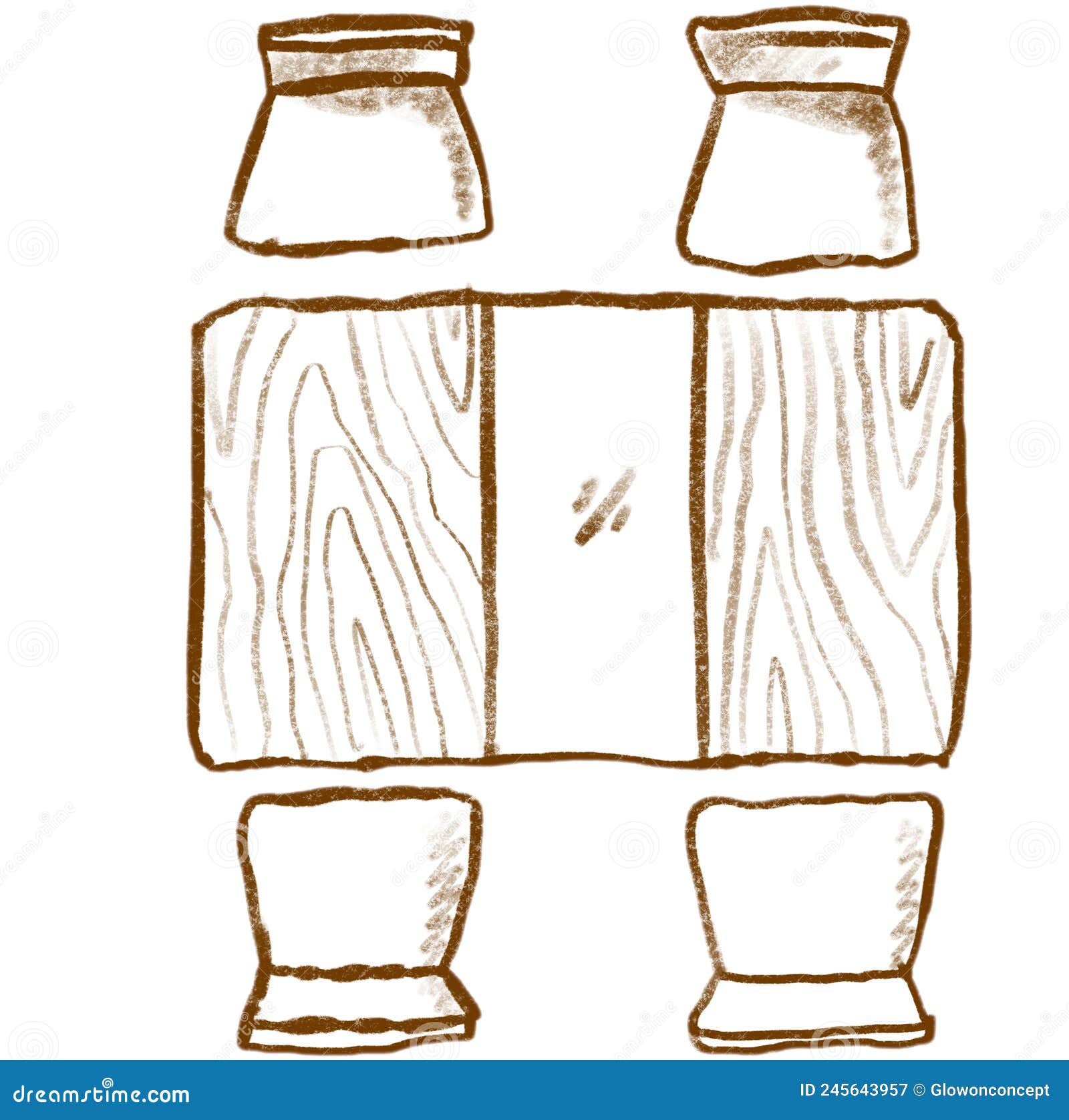 Interior Furniter Dinning Table Set Plan Top View Element Layout Doodle ...