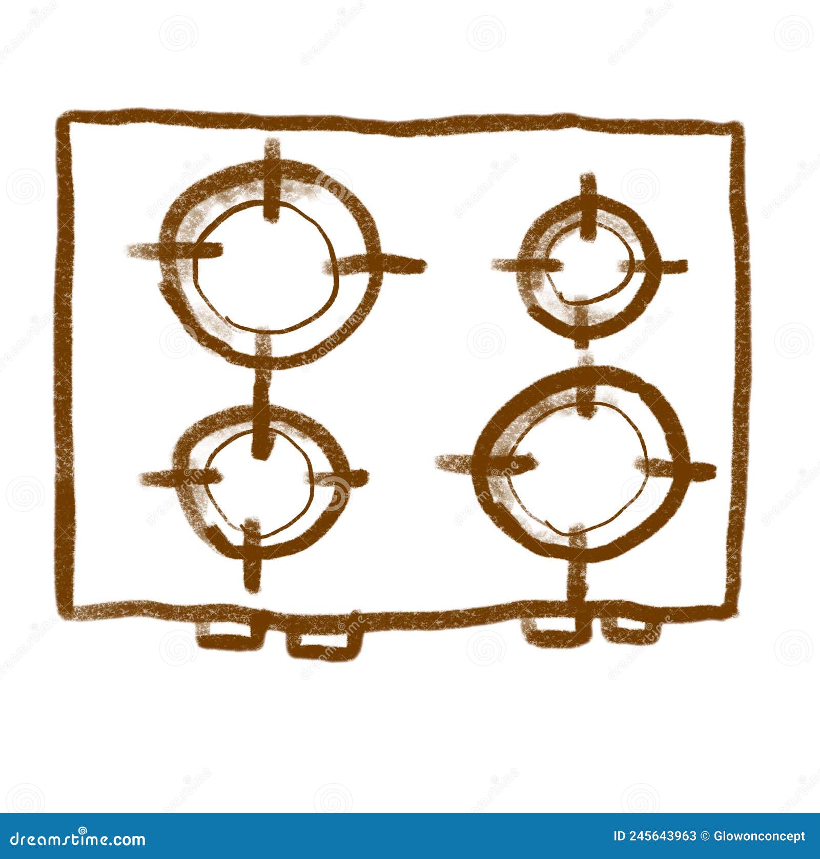 Interior Furniter Stove Kitchen Plan Top View Element Layout Doodle ...