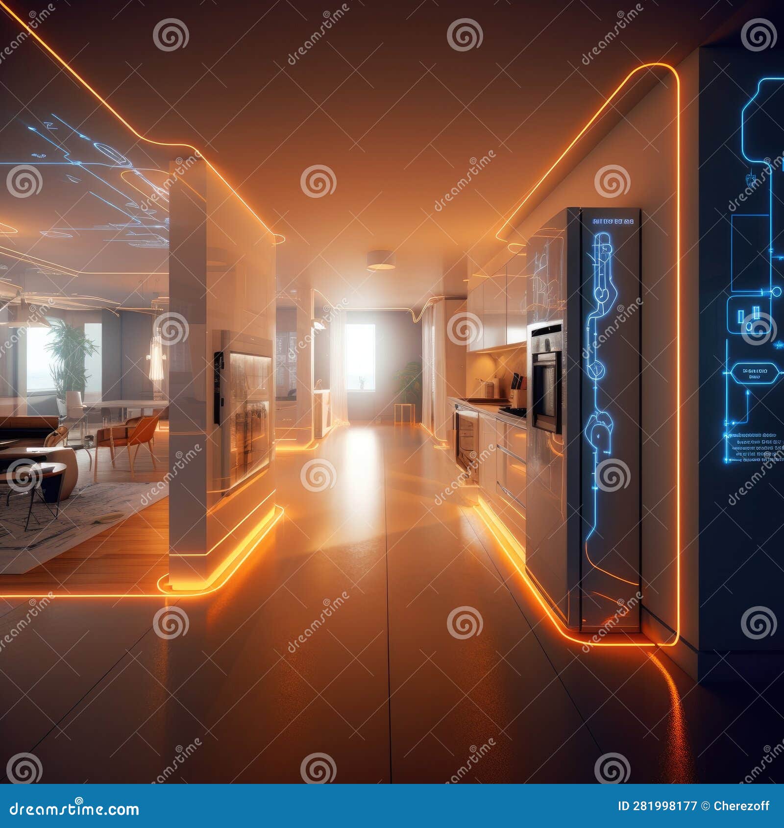 The Interior of the Future. High-tech Stock Illustration - Illustration ...