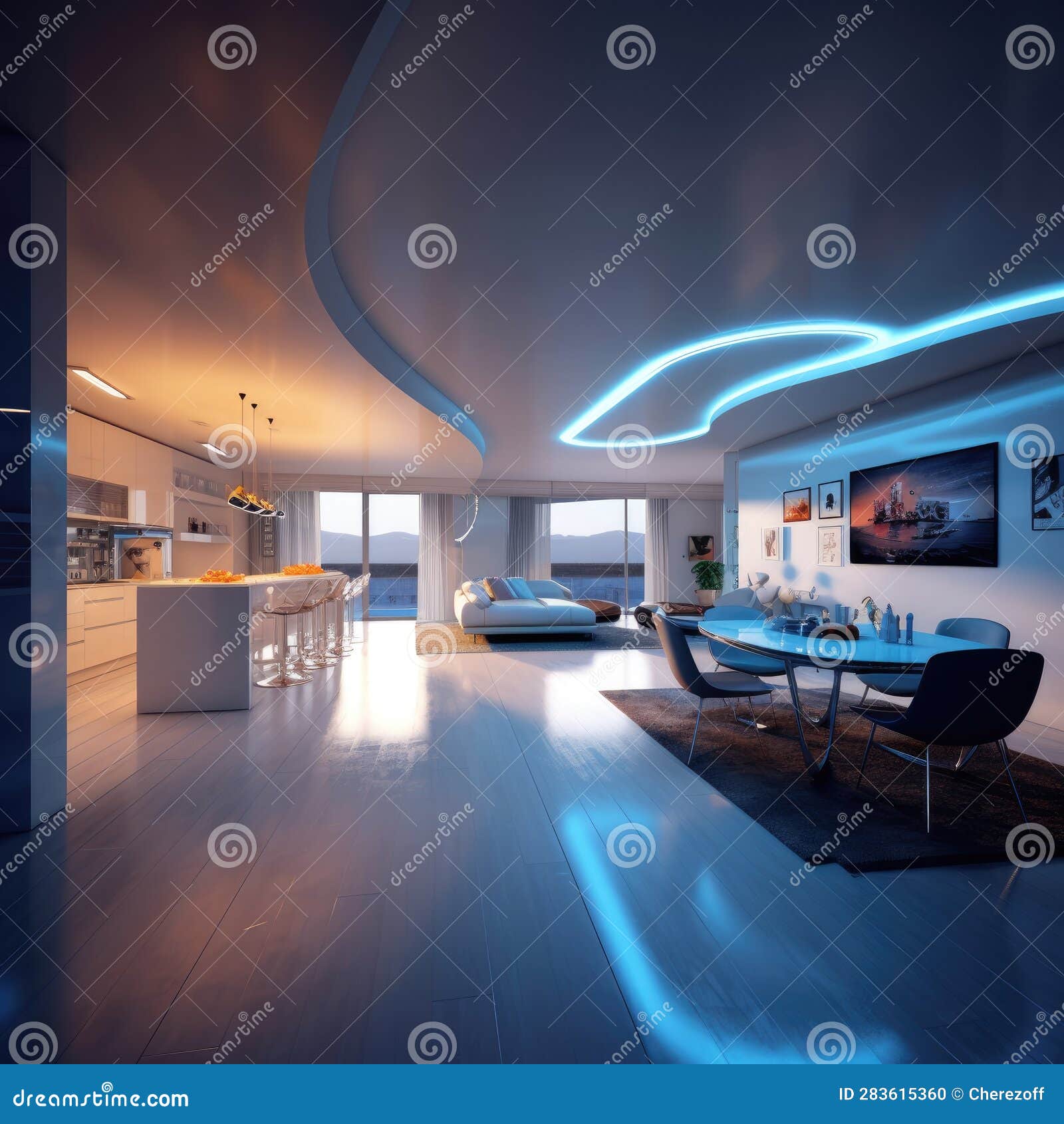The Interior of the Future. High-tech Stock Illustration - Illustration ...