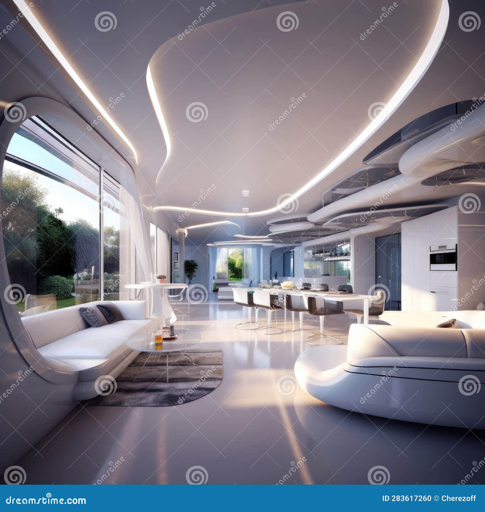 The Interior of the Future. High-tech Stock Illustration - Illustration ...