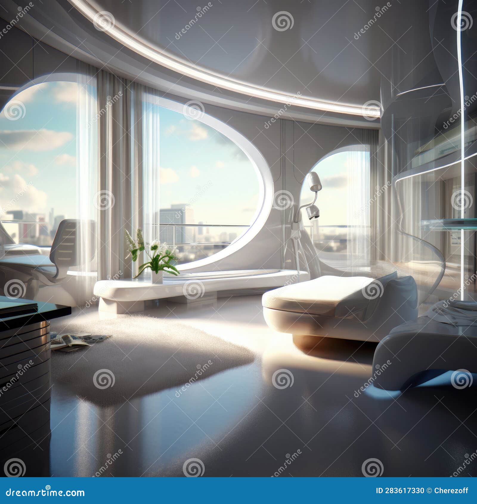The Interior of the Future. High-tech Stock Illustration - Illustration ...